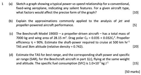 1 (a) Sketch a graph showing a typical power-vs-speed relationship for ...
