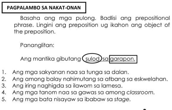 SOLVED: Please answer, thank you. PAGPALAMBO SA NAKAT-ONAN Basaha ang ...