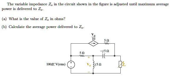 SOLVED: The variable impedance Z, in the circuit shown in the figure ...