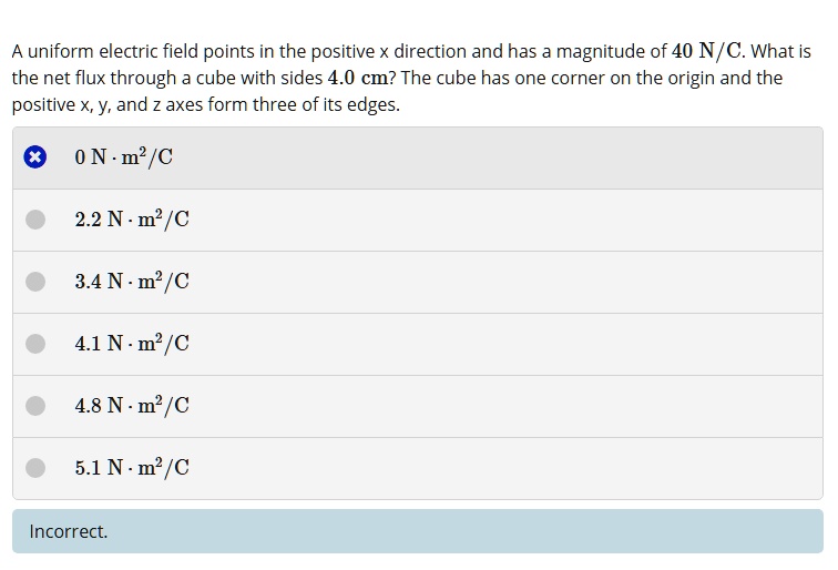 SOLVED: A uniform electric field points in the positive X direction and has a magnitude of 40 N ...