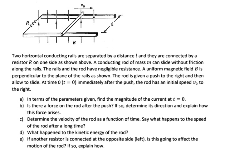 SOLVED: Two horizontal conducting rails are separated by distance and ...
