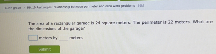 Fourth grade > HH. 10 Rectangles: relationship between perimeter and ...