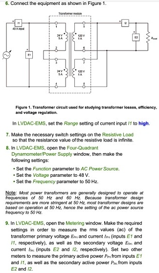 6. Connect the equipment as shown in Figure 1. Transformer module 40A ...
