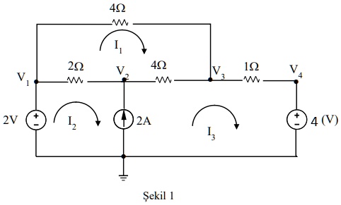 SOLVED: a) In the circuit given in Figure 1, calculate the node voltages V1, V2, V3 and V4 by ...