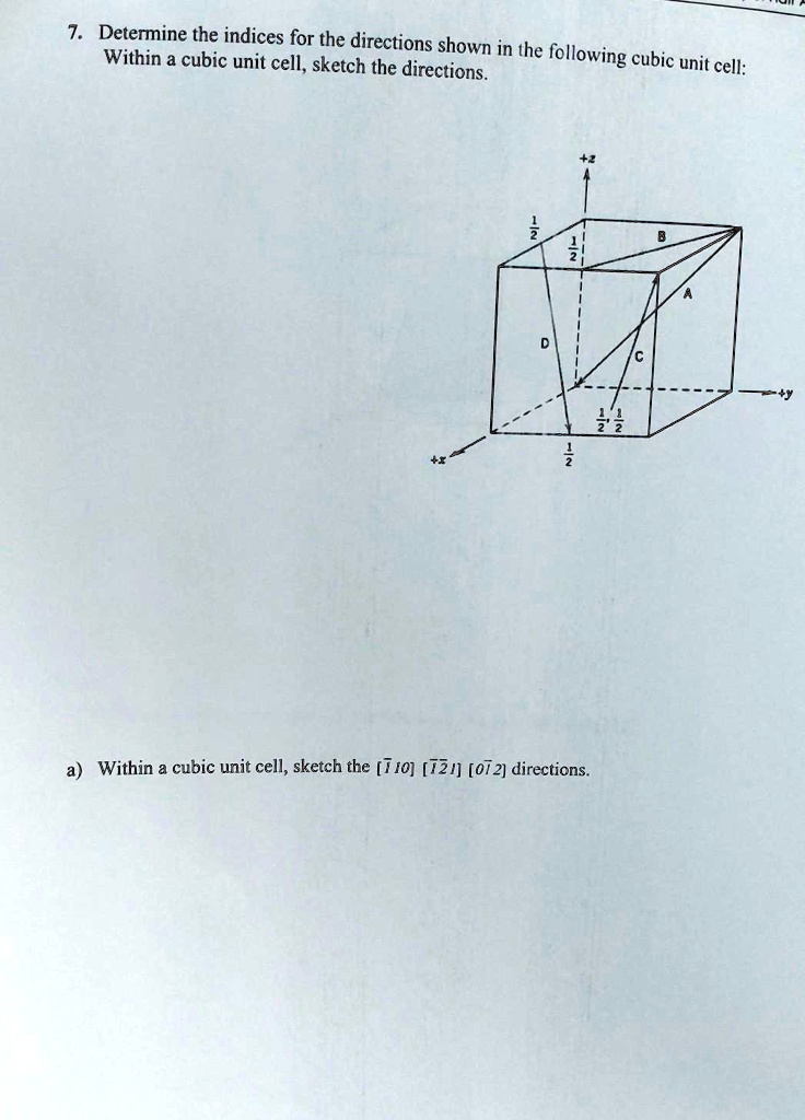 SOLVED: Determine the indices for the directions shown Within a cubic ... SOLVED: Determine the indices for the directions shown Within a cubic ...