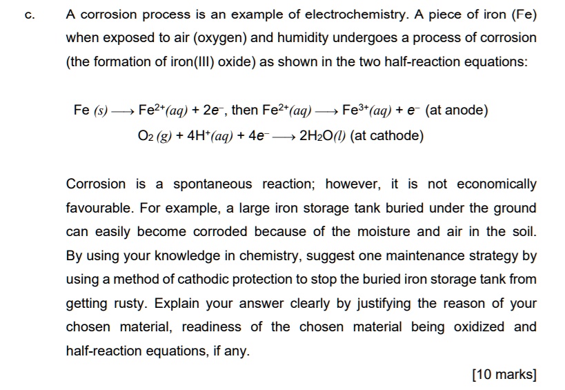 a corrosion process is an example of electrochemistry a piece of iron ...