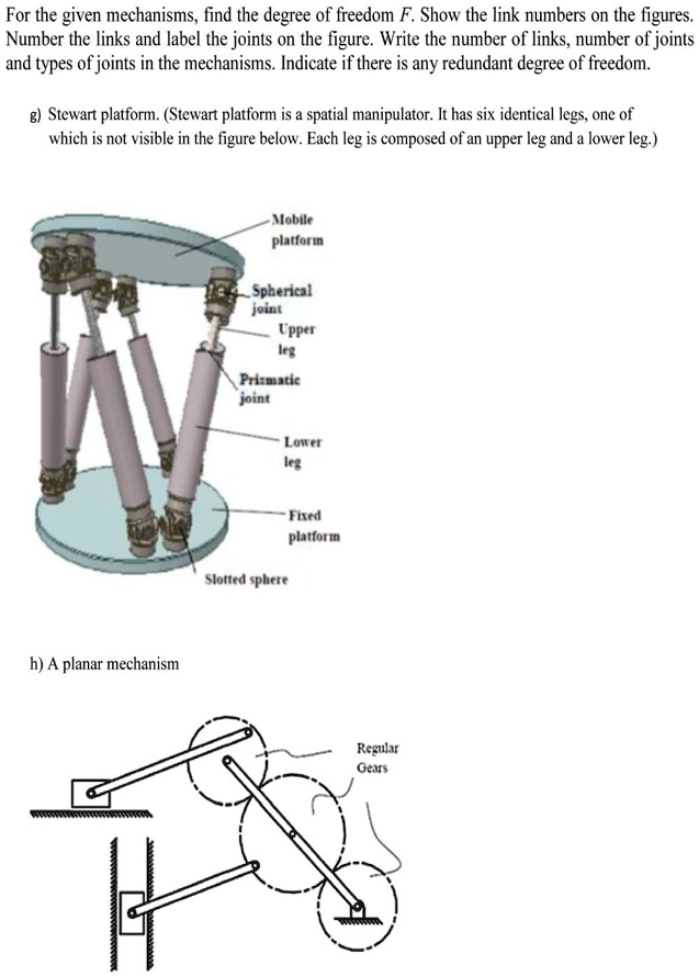 SOLVED: For the given mechanisms, find the degree of freedom F. Show ...