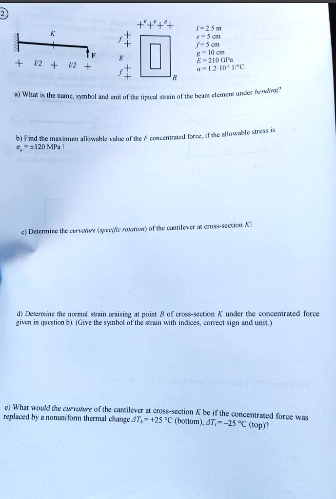 a what is the name symbol and unit of the typical strain of the beam element under bending b ...