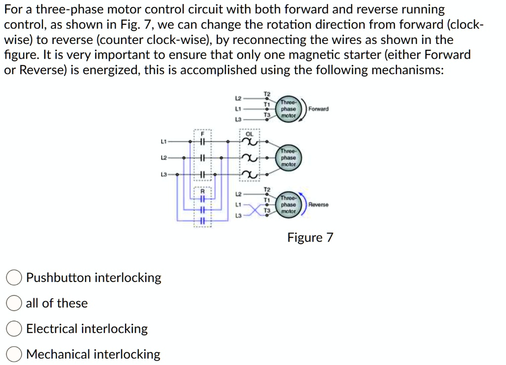 For a three-phase motor control circuit with both forward and reverse ...