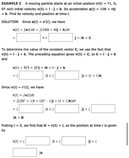 SOLVED: EXAMPLE 3A: A moving particle starts at an initial position r0 ...