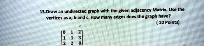 SOLVED: 13.Draw an undirected graph with the given adjacency Matrix Use ...