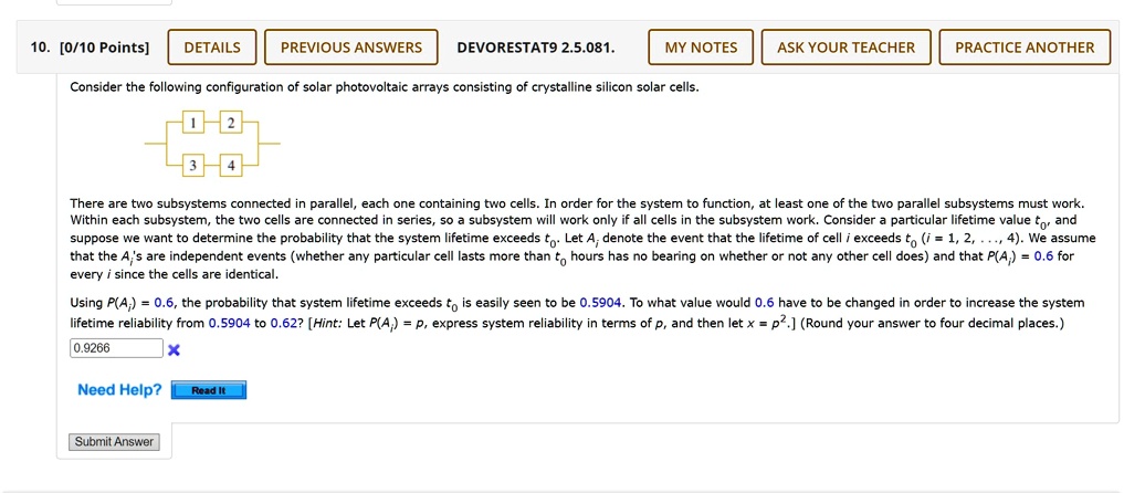 SOLVED: Consider the following configuration of solar photovoltaic arrays consisting of ...