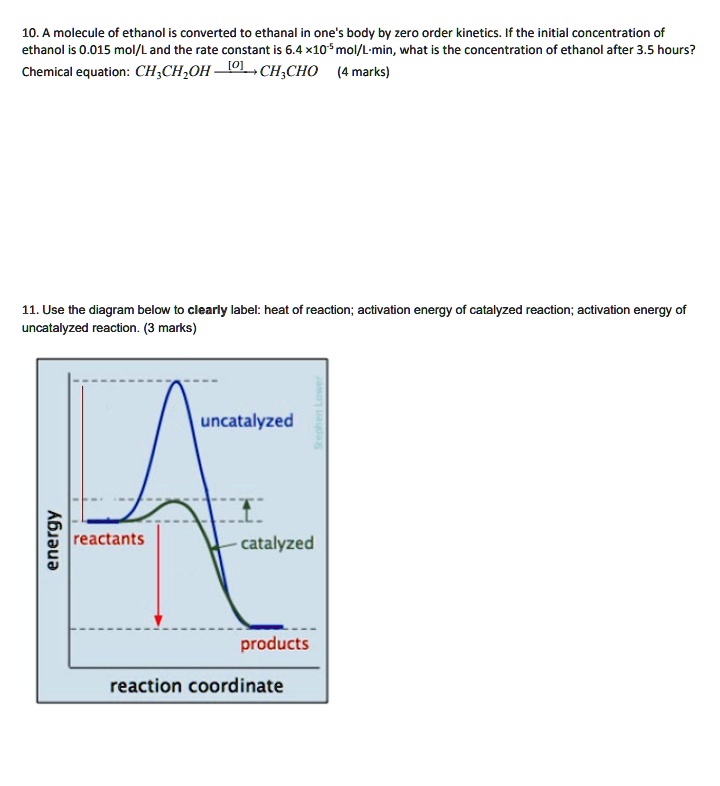molecule of ethanol is converted to ethanal in one body by zero order ...