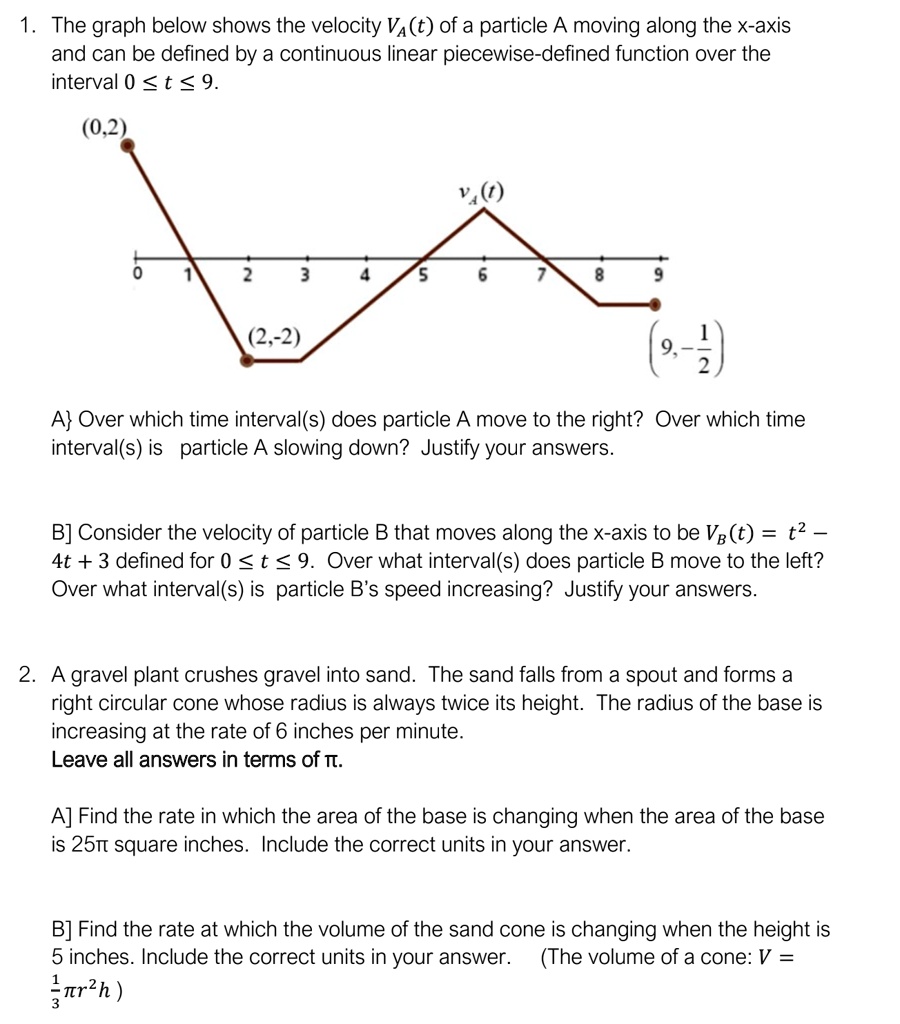 1 the graph below shows the velocity vt of a particle a moving along the x axis and can be ...