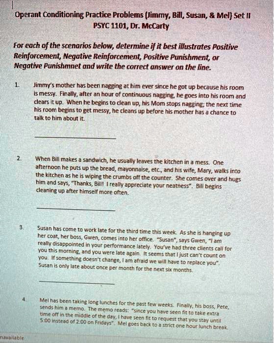 operant conditioning practice problems jimmybillsusanmel set il ...