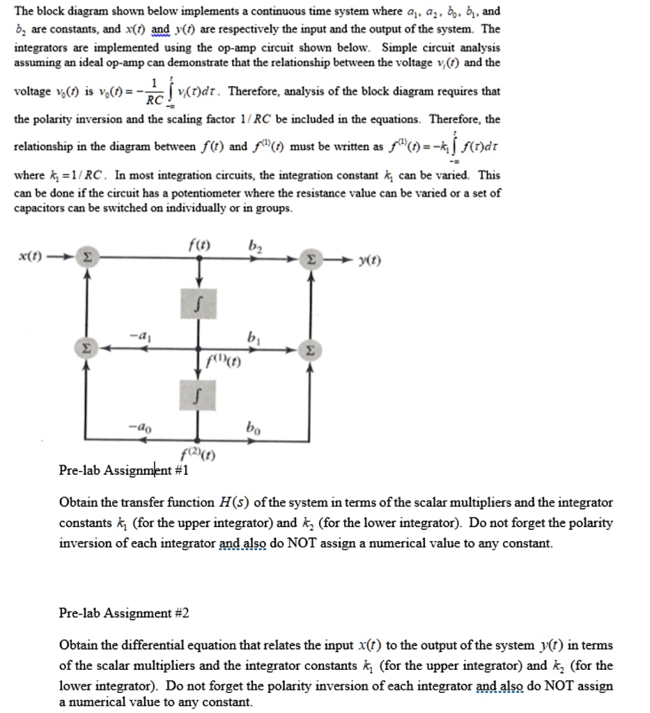 SOLVED: The block diagram shown below implements a continuous-time ...
