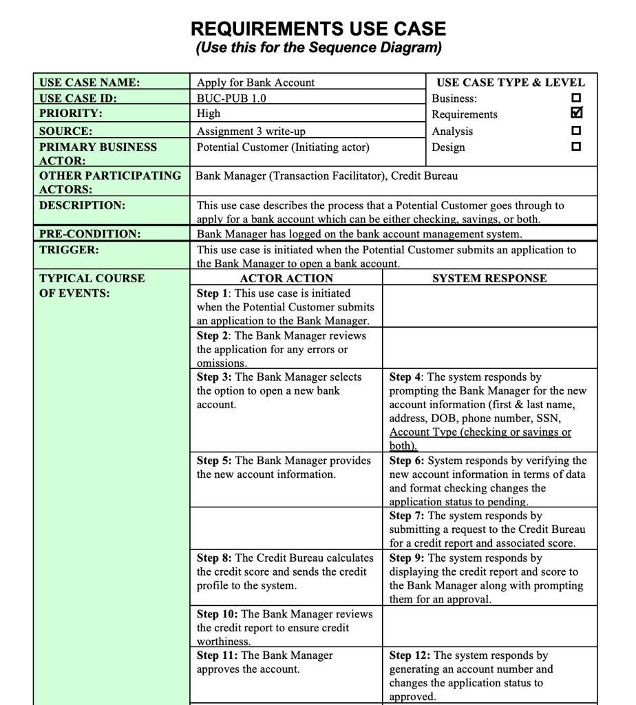 draw a sequence diagram from this use case requirements use case use ...