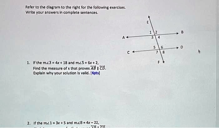 SOLVED: Refer to the diagram to the right for the following exercises ... SOLVED: Refer to the diagram to the right for the following exercises ...