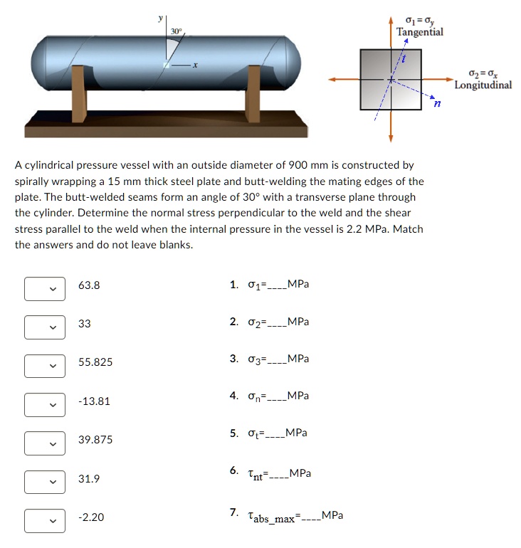 [GET ANSWER] y tangential oox longitudinal a cylindrical pressure ...