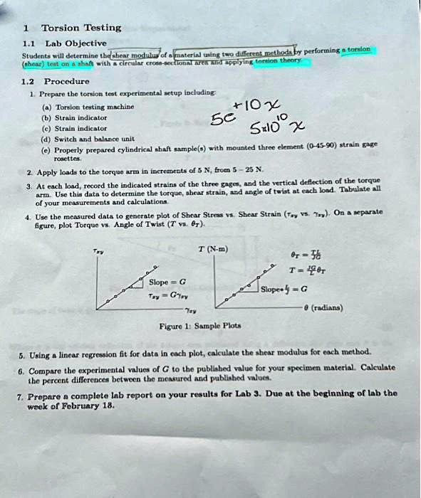 SOLVED: 1. Torsion Testing 1.1 Lab Objective Students will determine ...