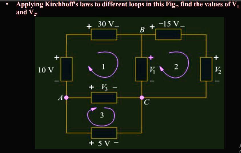 using kvl kirchhoffs voltage law what the value of v1 and v2 and why applying kirchhoffs laws to ...