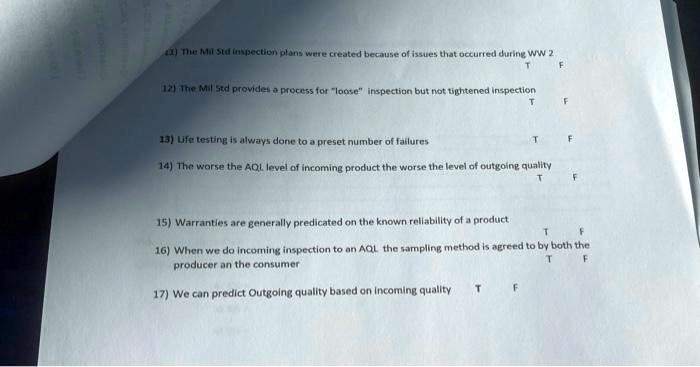 SOLVED: i. The Mil Std (inspection plans were created because of issues ...