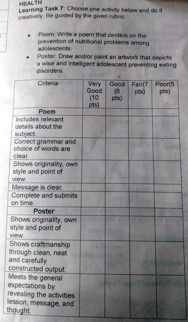 learning task 7 choose one activity below and di it creatively be ...