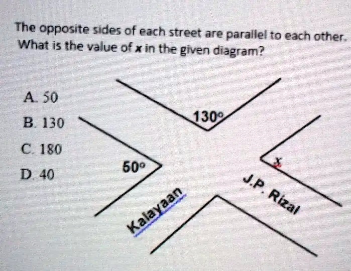 SOLVED: The opposite sides of each street are parallel to each other ...