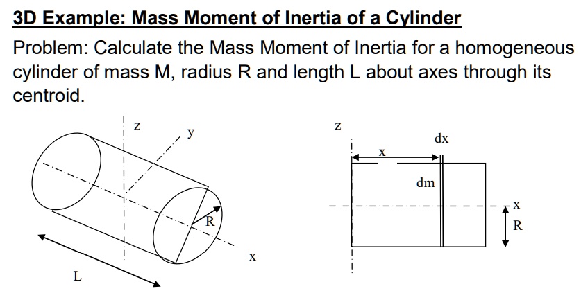 SOLVED: 3D Example: Mass Moment of Inertia of a Cylinder Problem: Calculate the Mass Moment of ...