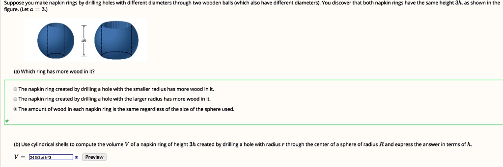 Suppose you make napkin rings by drilling holes with different ...