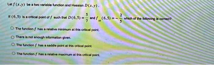VIDEO solution: Texts: Let f(x, y) be a two-variable function and ...