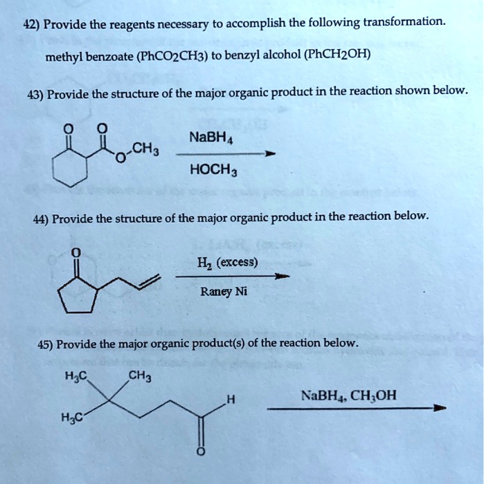42) Provide the reagents necessary to accomplish the following ...