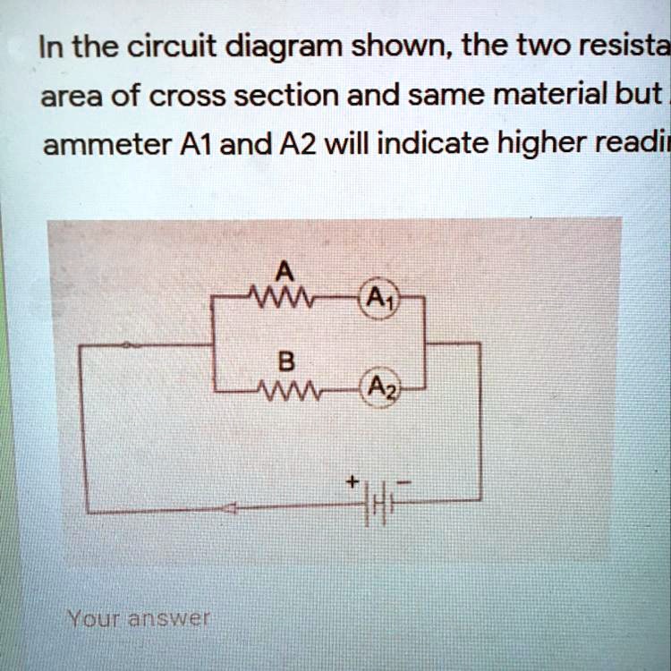 In the circuit diagram shown, the two resistors have the same area of ...