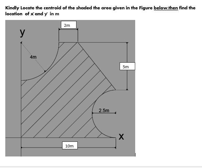 SOLVED: Kindly locate the centroid of the shaded area given in the figure below, and then find ...