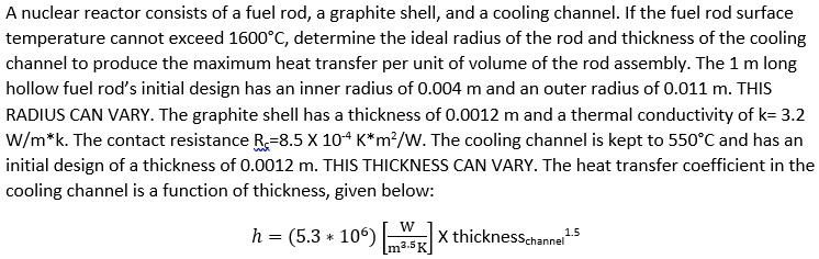 SOLVED: A nuclear reactor consists of a fuel rod, a graphite shell, and ...