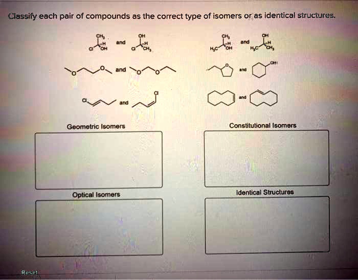 SOLVED: Classify each pair of compounds as the correct type of isomers or as identical ...