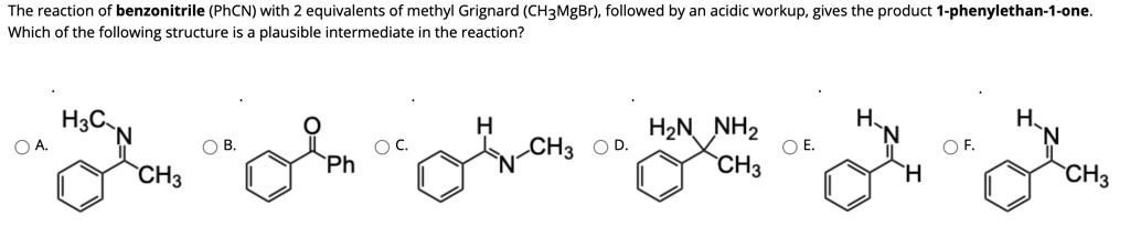 SOLVED: The reaction of benzonitrile (PhCN) with 2 equivalents of ...
