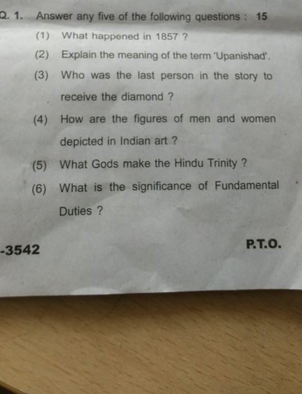 Q. 1. Answer any five of the following questions : 15 (1) What happened ...