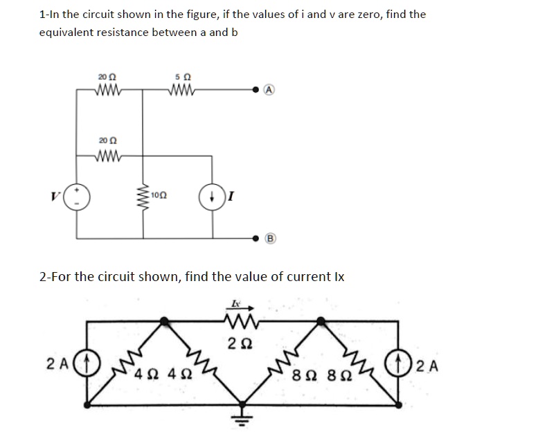 1-In the circuit shown in the figure, if the values of i and v are zero ...