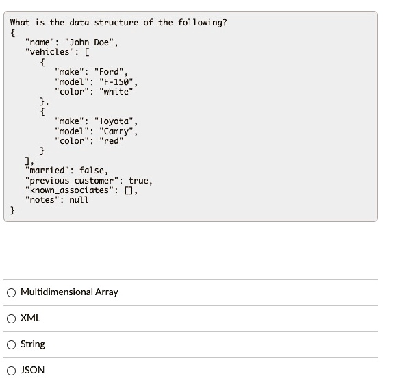 Solved The Correct Answer Is O Json 