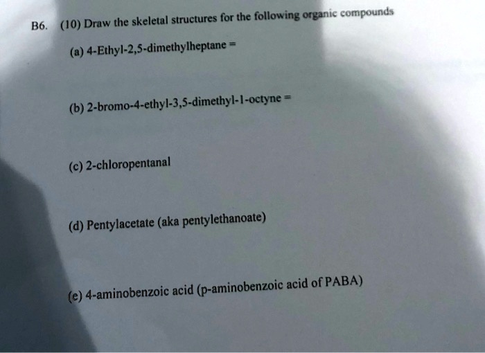 SOLVED: the 'skeletal structures for the following organic compounds Bo ...