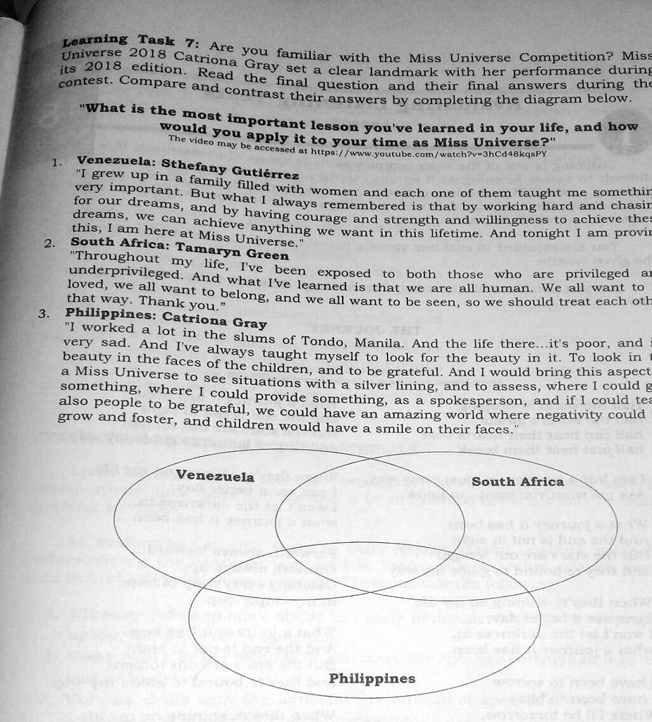 SOLVED: Learning Task 7: Similarities of Miss Universe Candidates in ... SOLVED: Learning Task 7: Similarities of Miss Universe Candidates in ...
