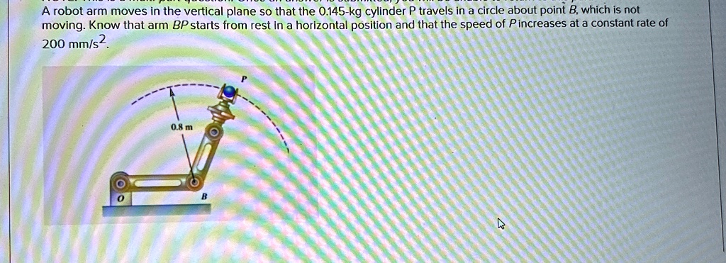 A robot arm moves in the vertical plane so that the 0.145-kg cylinder P ...