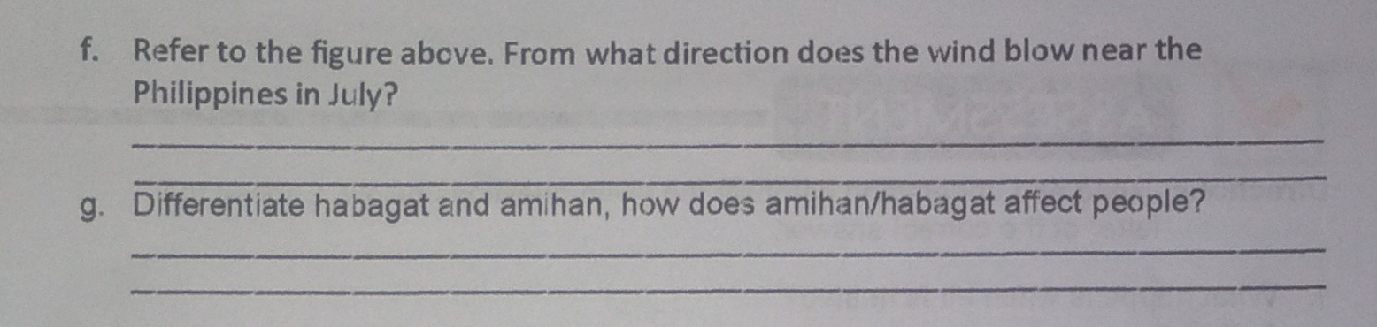 f. Refer to the figure above. From what direction does the wind blow ...