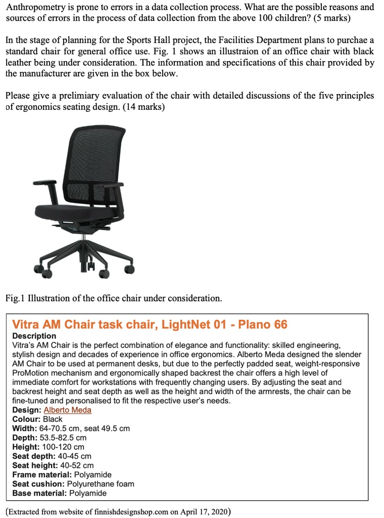 SOLVED: (c) Anthropometry is prone to errors in the data collection ...