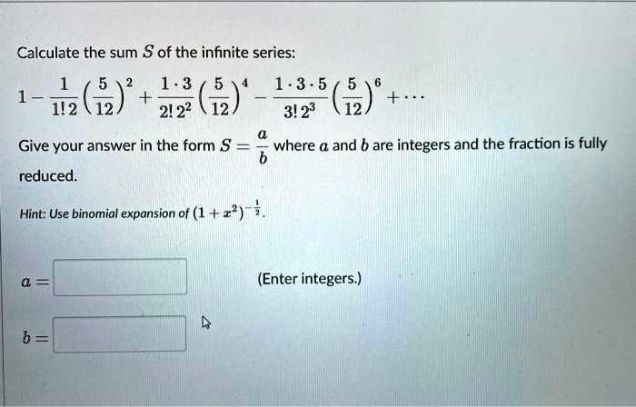 SOLVED:Calculate the sum S of the infinite series: 1.3 1.3 .5 KG ...