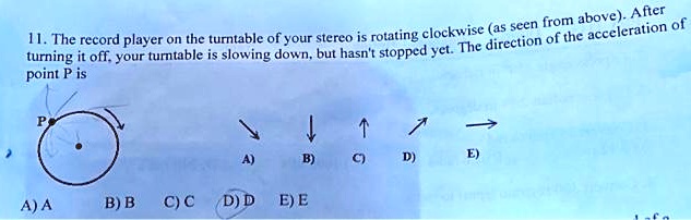 11. The record player on the turntable of your stereo is rotating ...