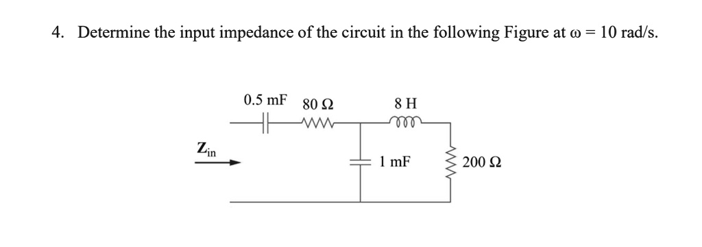 SOLVED: Determine the input impedance of the circuit in the following ...