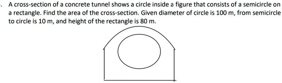 A cross-section of a concrete tunnel shows a circle inside a figure ...