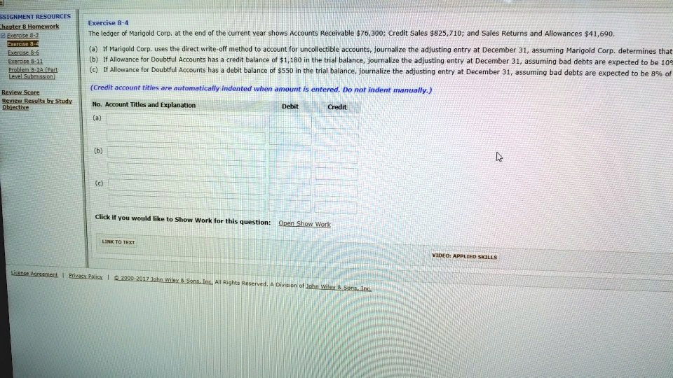 SSIGNMENT RESOURCES Chapter 8 Homework Exercise 8-3 Exercise 8-4 Exercise 8-6 Exercise 8-11 ...